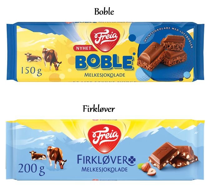 Large Freia Chocolate Bars 150-200g/5.3-7.0oz Each. Classic Norwegian ...