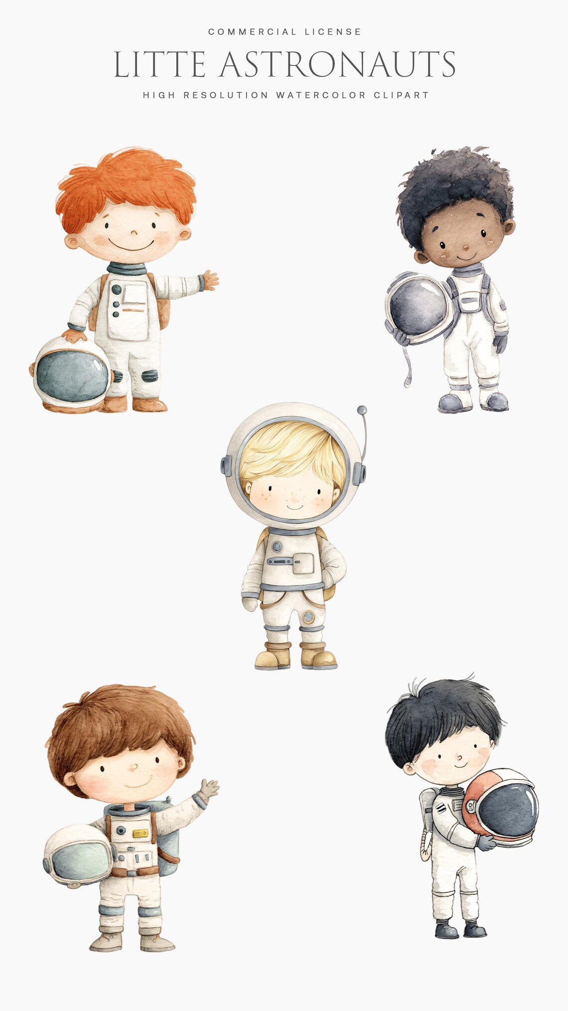 Watercolor Space Clipart PNG, Cute Astronaut & Planets, Rocket ...
