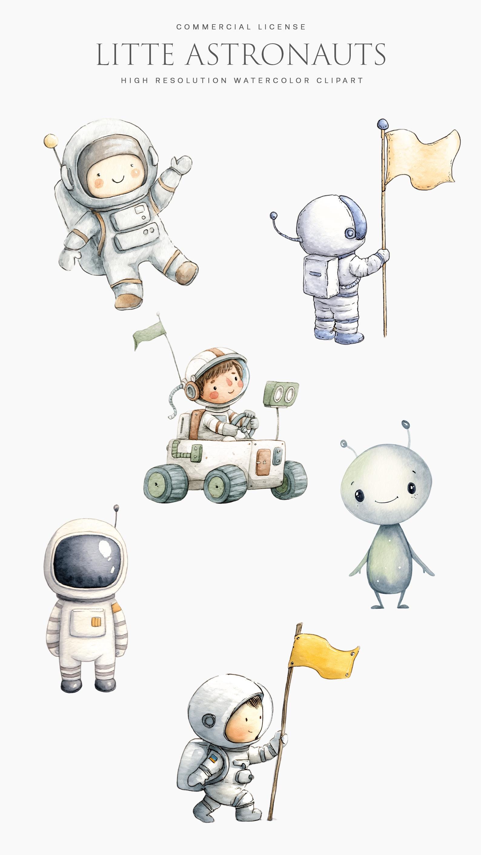 Watercolor Space Clipart PNG, Cute Astronaut & Planets, Rocket ...