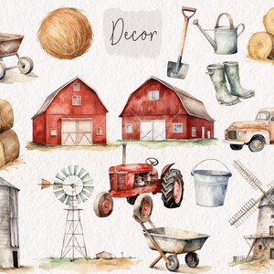 Watercolor Farm Clipart Bundle, Cute Farm Animals PNG, Farm PNG, Farm ...
