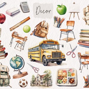 Watercolor Teacher Clipart Bundle, Cute School Clip Art Set, Education ...