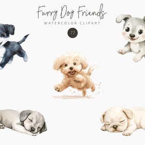 Watercolor Dog Clipart Bundle, Cute Dog Clip Art, Dog PNG, Puppy SVG ...