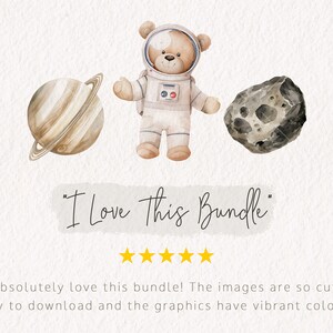 Watercolor Space Clipart Bundle, Cute Astronaut Nursery Decor ...