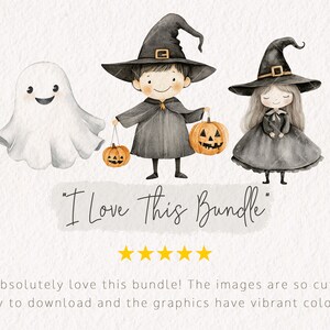 Cute Halloween Clipart Bundle, Watercolor Happy Halloween Clip Art ...