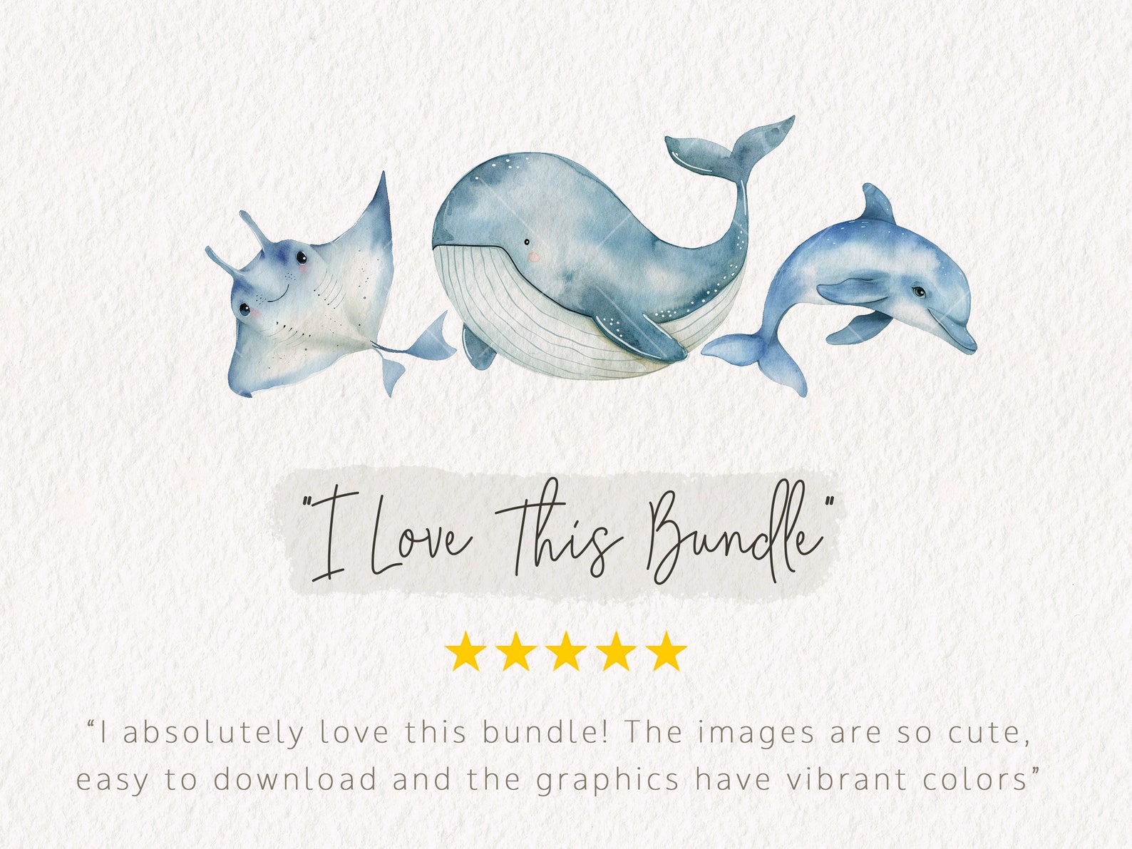 Watercolor Underwater Clipart Bundle, Cute Ocean Animals PNG, Undersea ...