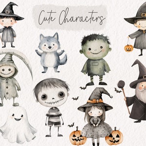 Cute Halloween Clipart Bundle, Watercolor Happy Halloween Clip Art ...