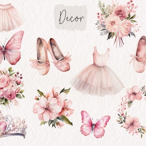 Pink Ballerina Clipart Bundle, Watercolor Ballerina PNG, Cute Ballerina ...