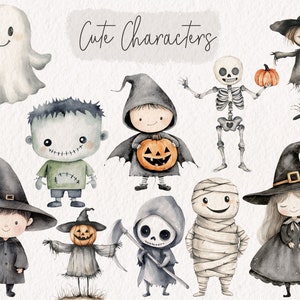 Cute Halloween Clipart Bundle, Watercolor Happy Halloween Clip Art ...
