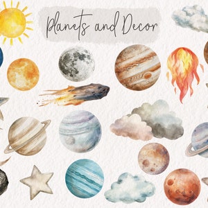 Watercolor Space Clipart Bundle, Cute Astronaut Nursery Decor ...