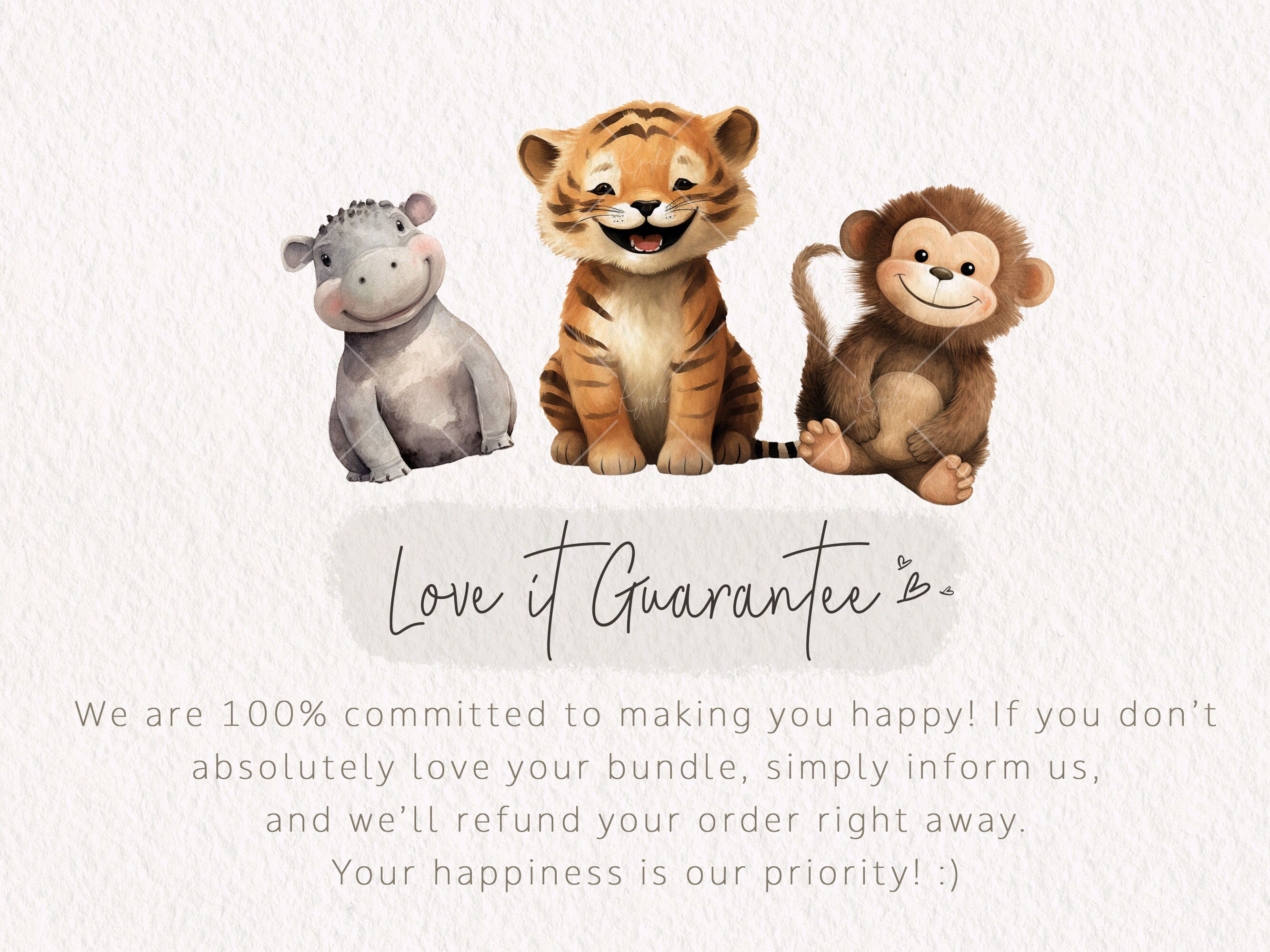 Watercolor Safari Animals Clipart Bundle, Cute Safari Animals PNG ...