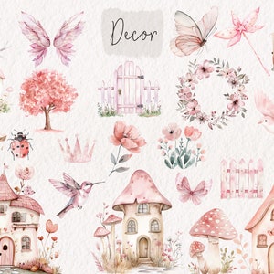 Watercolor Fairy Clipart Bundle, Cute Fairy PNG, Pink Fairy Garden ...