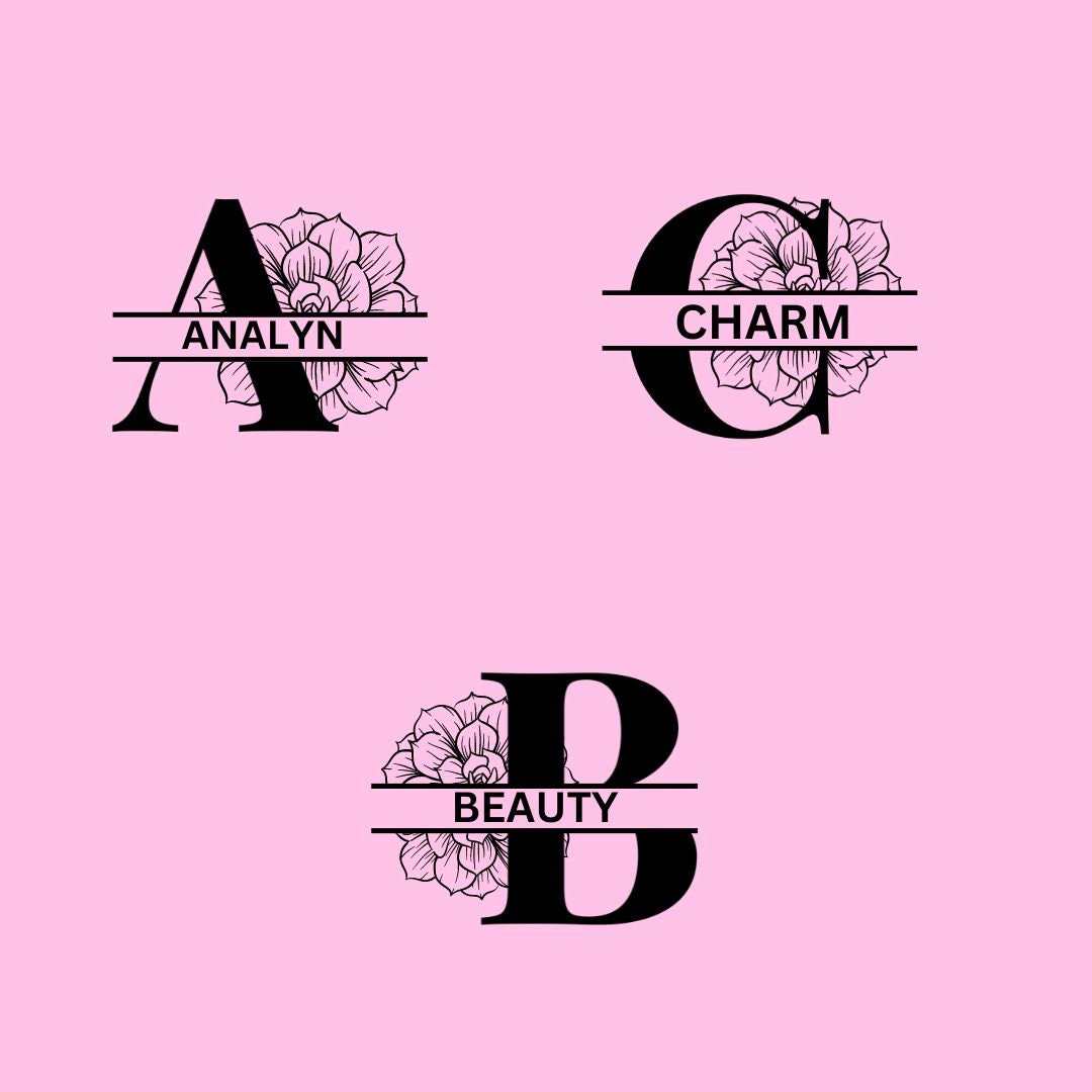 Rose Split Monogram Alphabet Svg, Jpeg, Png, Split Monogram Frame ...