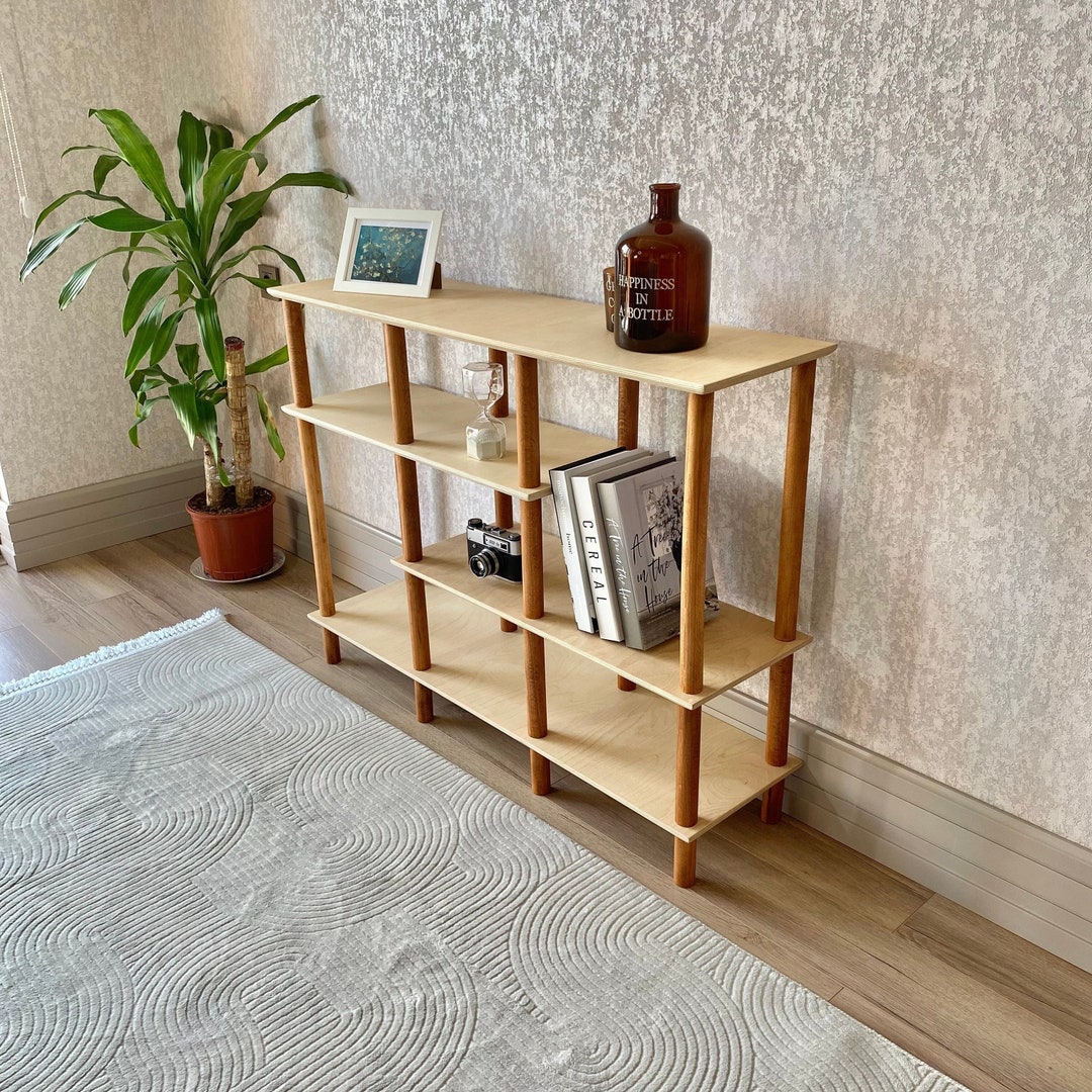 Low Shelving Unit, Wooden Shelving Unit, Modern Shelving, Modern Bookcase, Low Bookshelf, Wooden ...