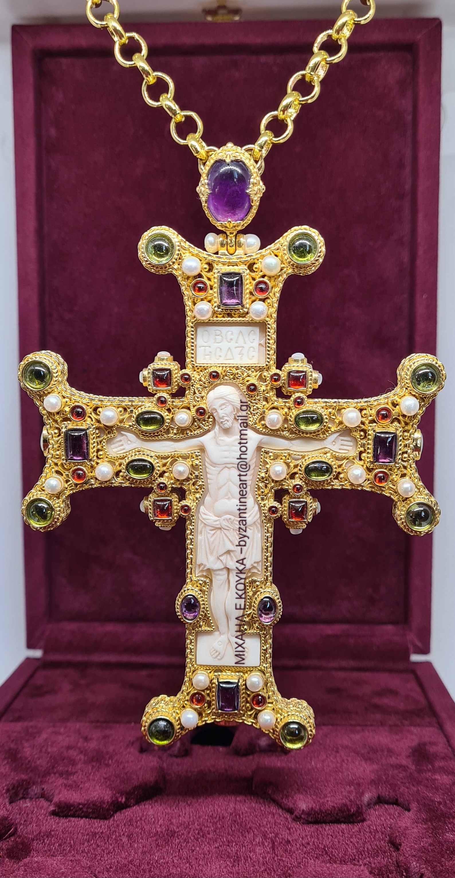 Byzantine Pectoral Cross Silver, Orthodox Cross, Byzantine Microcarving ...