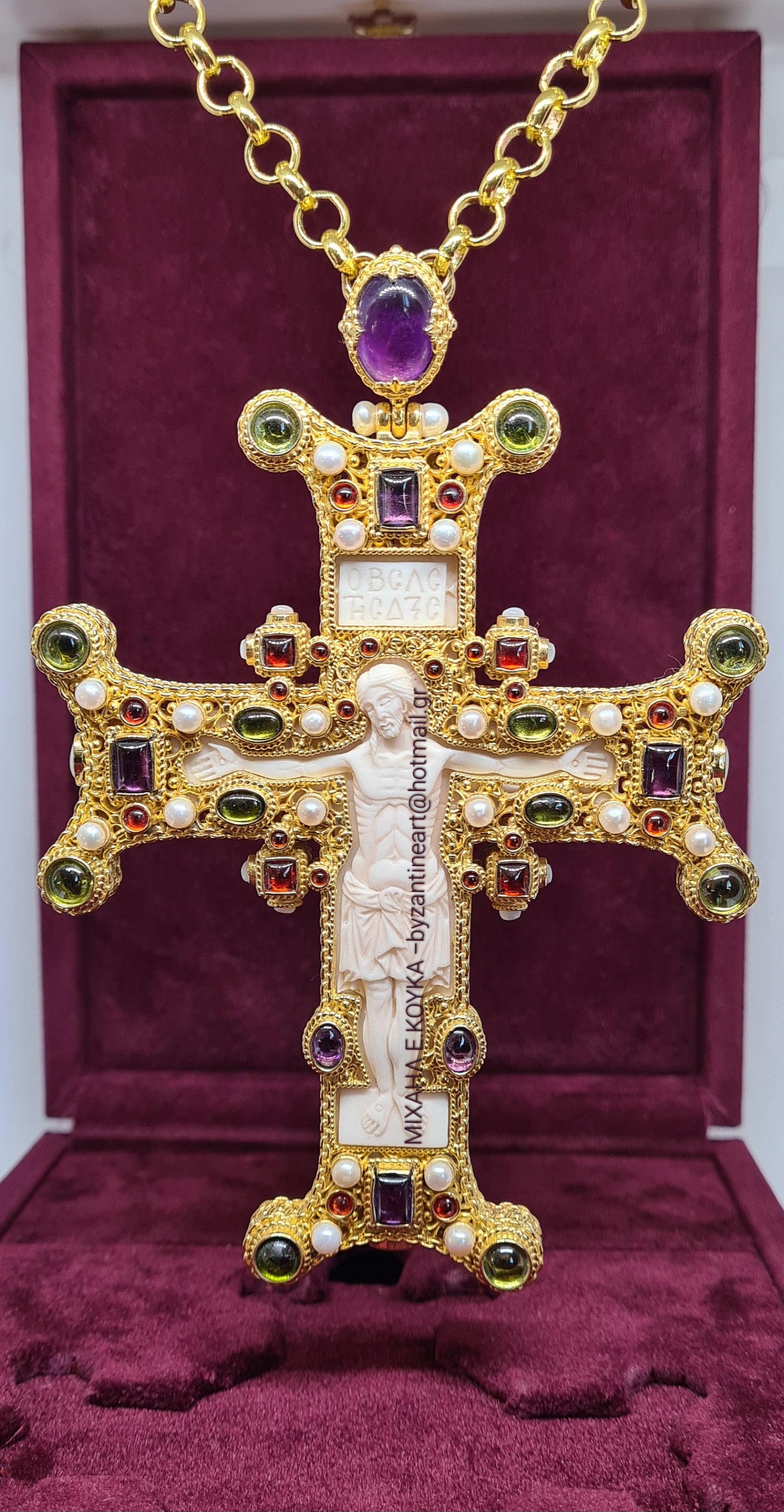 Byzantine Pectoral Cross Silver, Orthodox Cross, Byzantine Microcarving ...