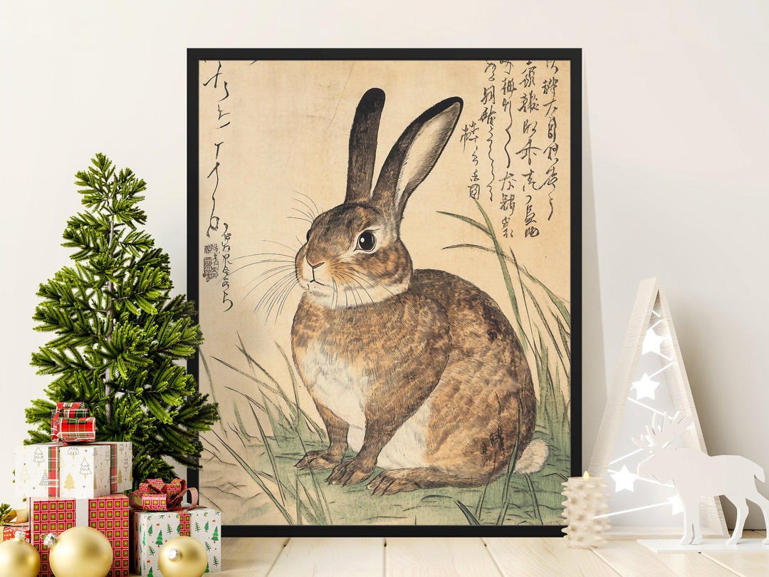 Vintage Japanese Rabbit Art Print, Historical Bunny Illustration Poster ...