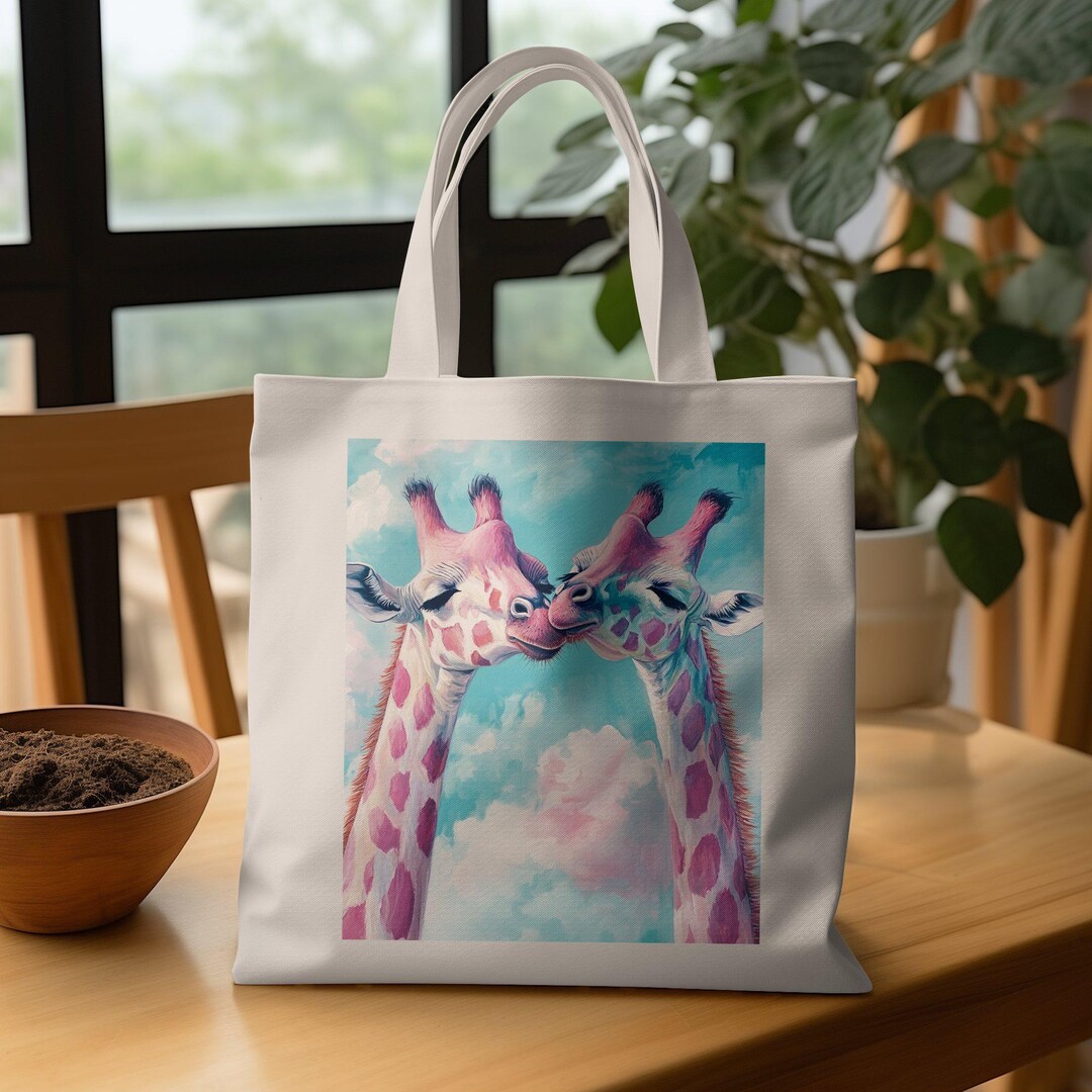 Colorful Giraffe Tote Bag, Cute Animal Art Tote Bag, Giraffe Lovers ...