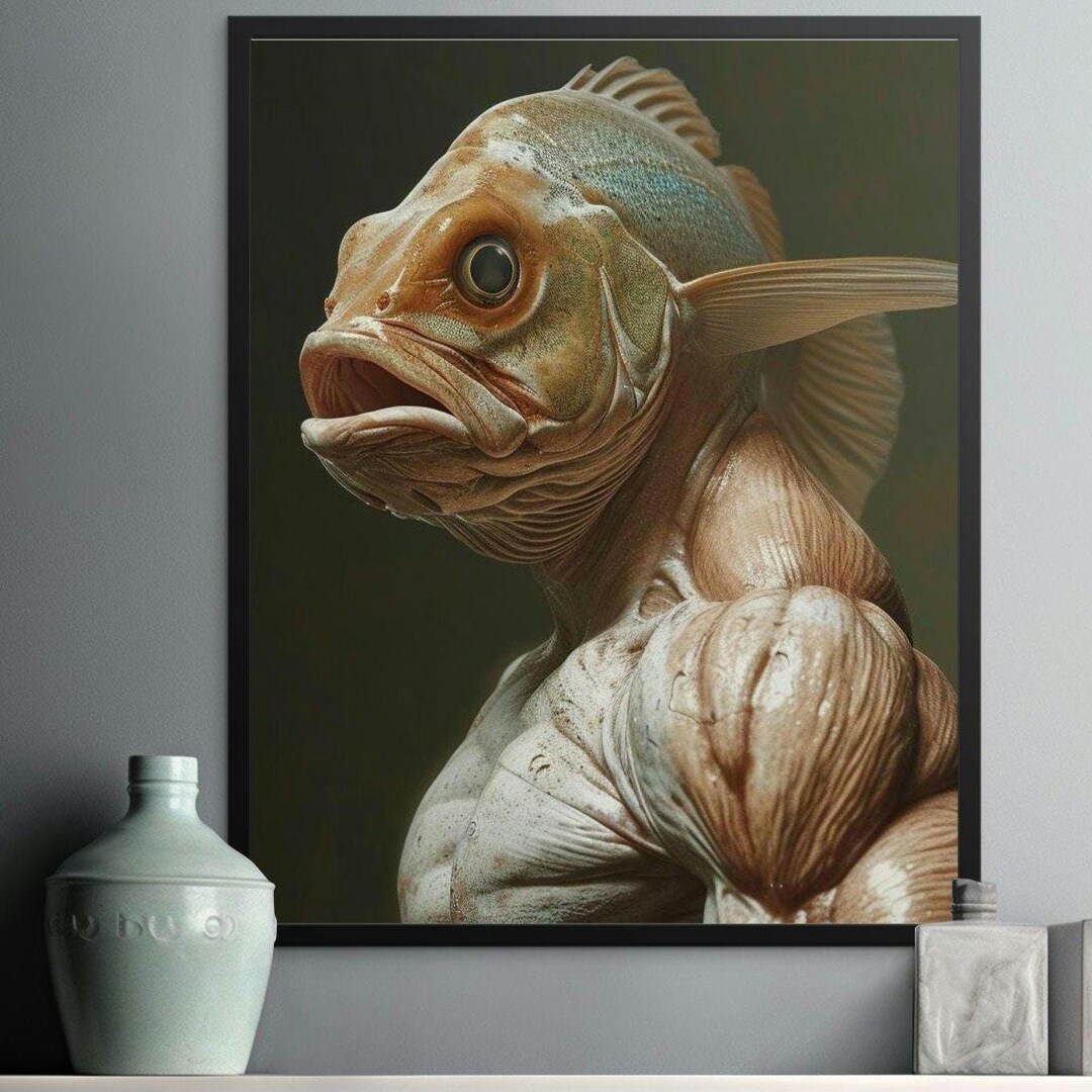 Realistic Fish Creature Wall Art, Sci-fi Fantasy Fish Monster Print ...