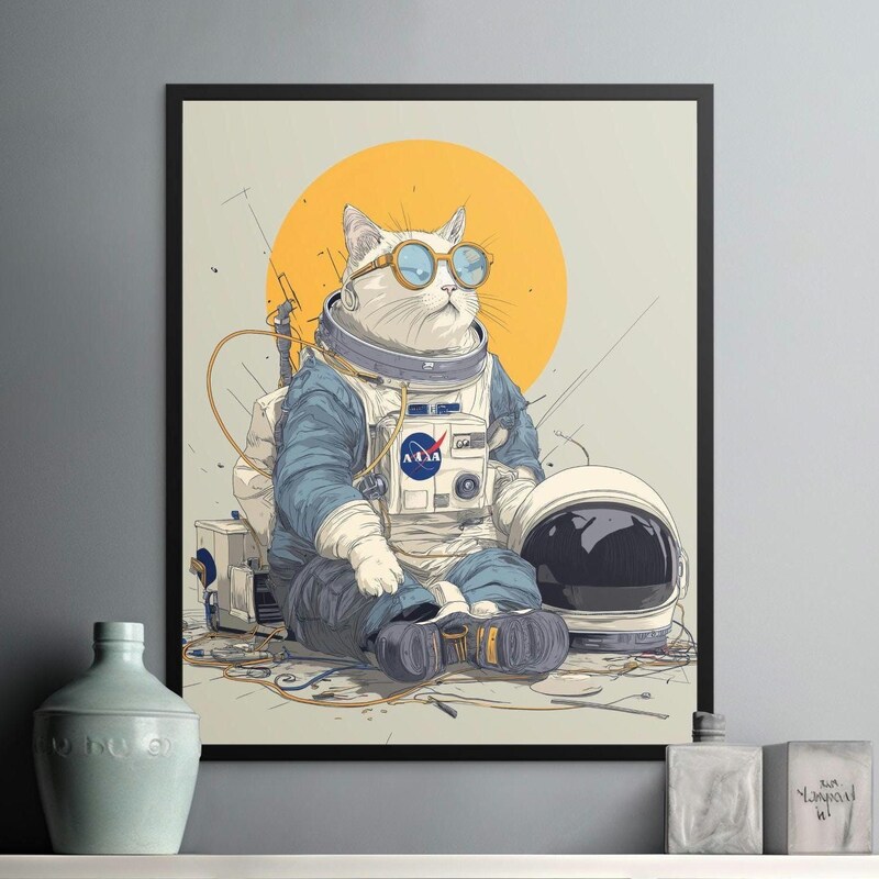 Space Cat Painting - Etsy