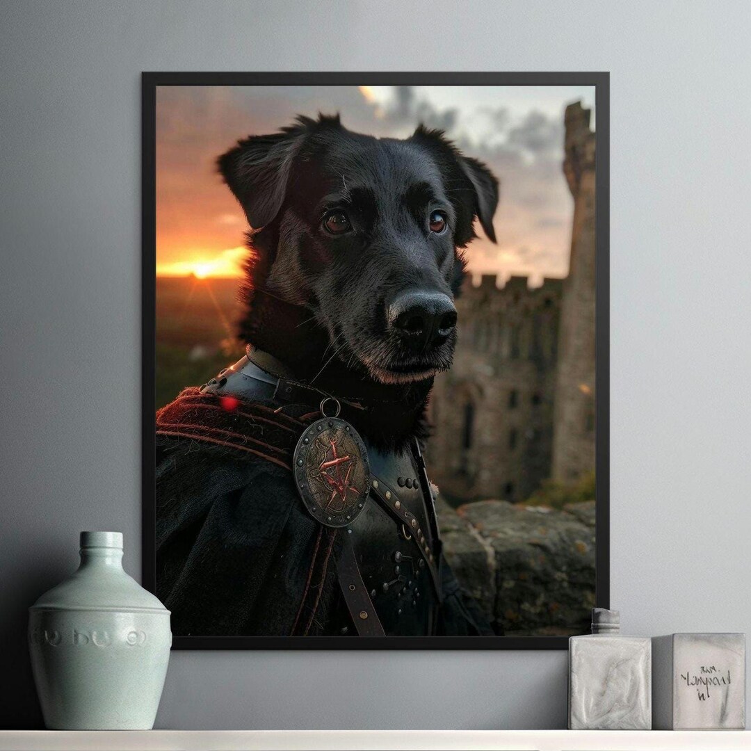 Majestic Border Collie Mix, Dog Knight Wall Art, Castle Sunset Decor ...