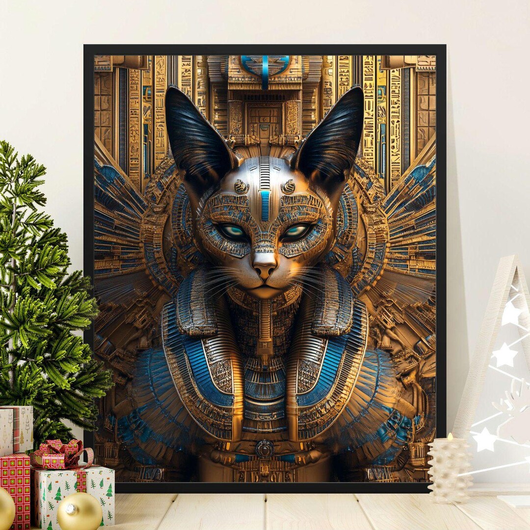 Ancient Egyptian Cat Wall Art, Steampunk Feline Decor, Intricate Cat ...