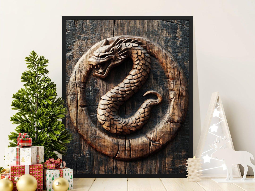 Dragon Wall Art, Wooden Dragon Poster, Medieval Decor, Rustic Home Wall ...