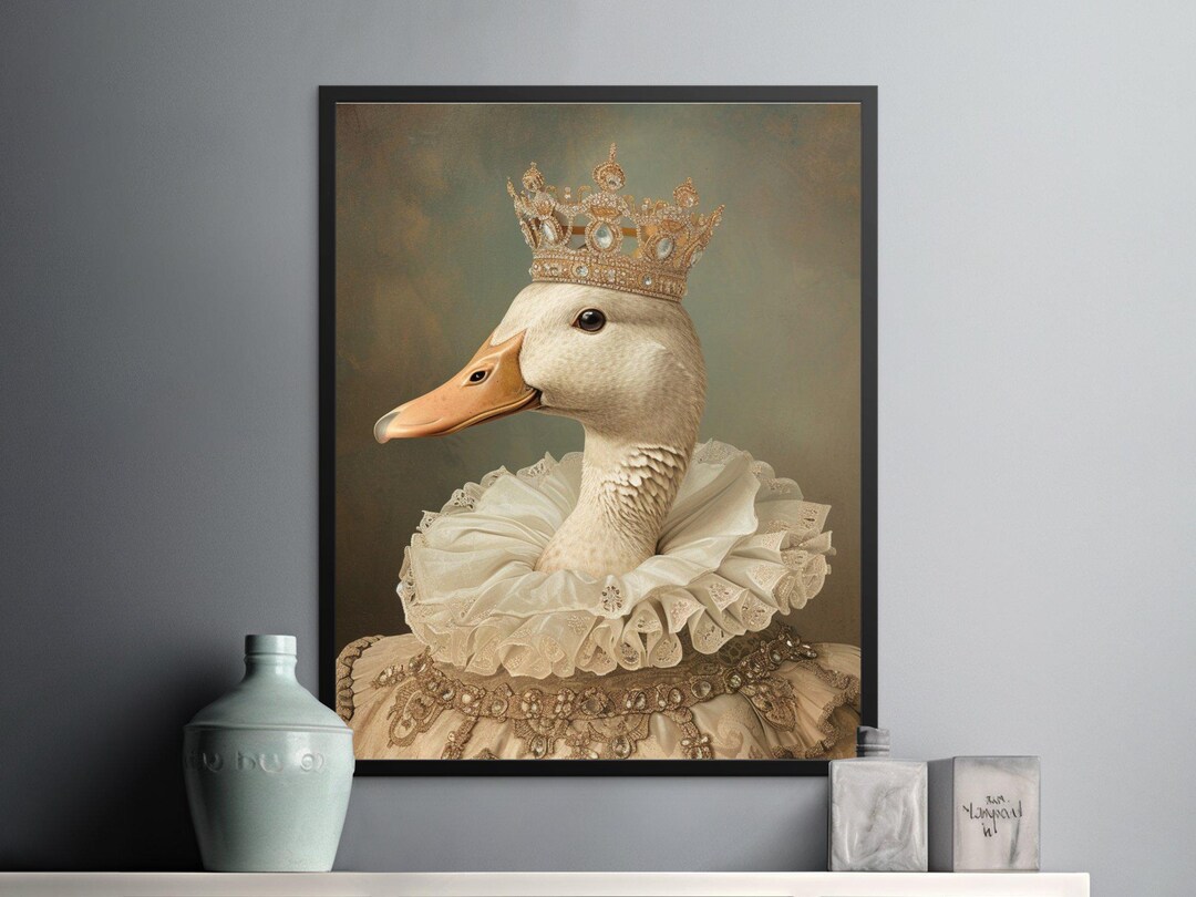 Duck in Regal Attire Print, Victorian Style Animal Wall Art, Quirky ...