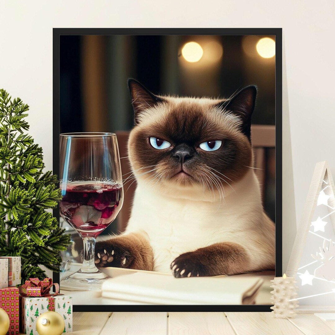 Funny Grumpy Cat Poster, Humorous Wall Art Decor, Unique Cat Lover Gift ...