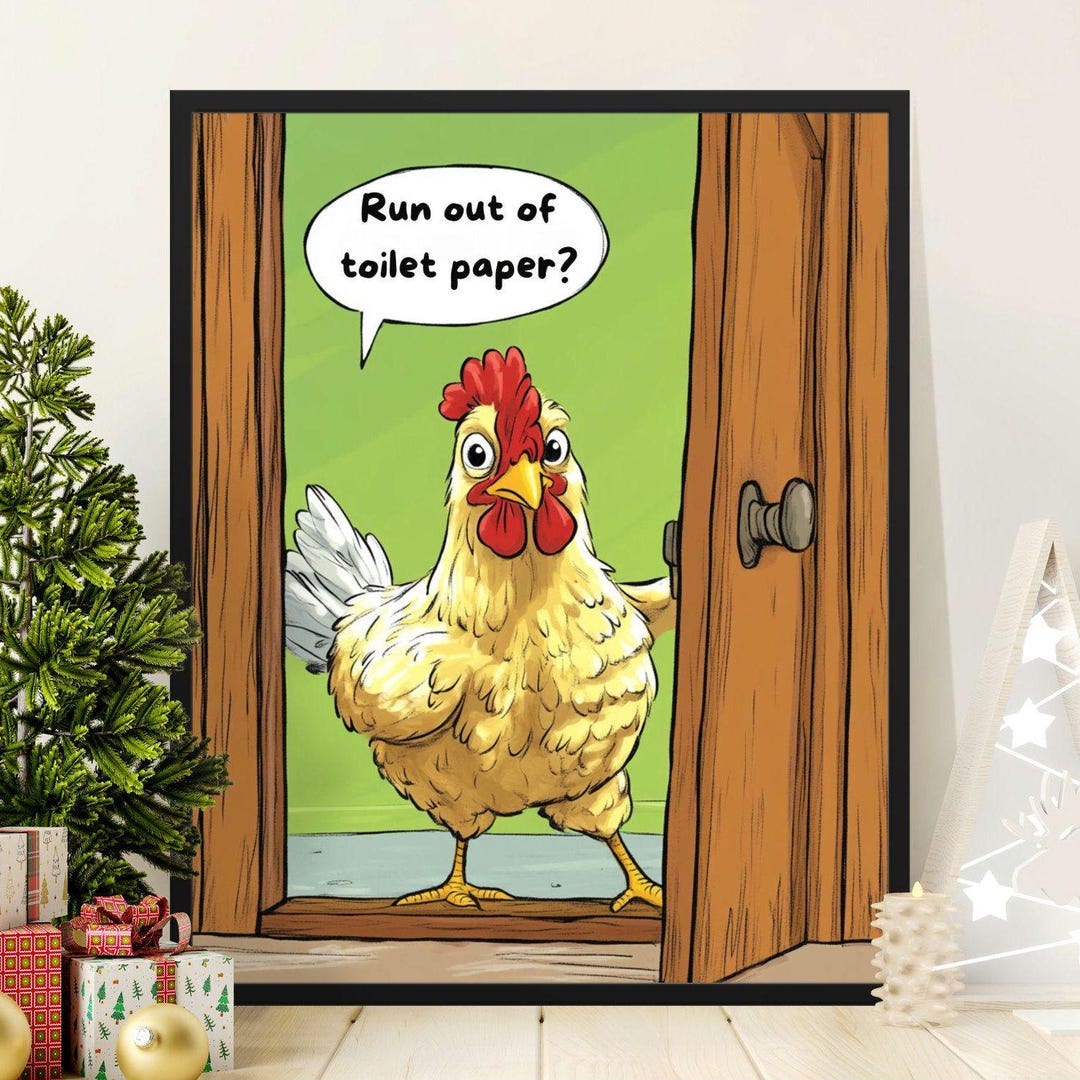 Funny Chicken Wall Art, Bathroom Humor Decor, Farmhouse Animal Print ...