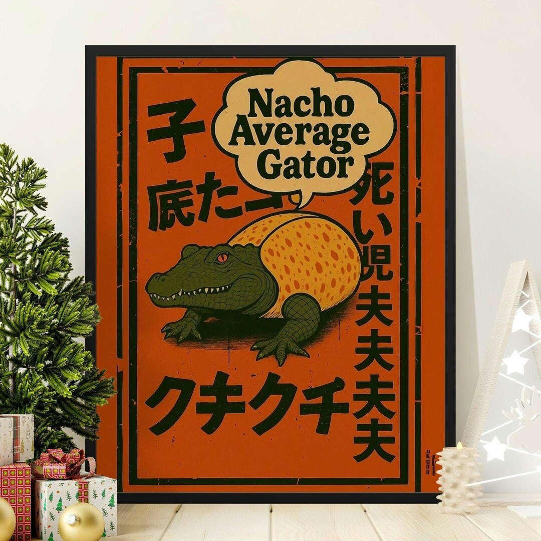 Vintage Alligator Poster, Quirky Wall Art, Retro Japanese Style Art ...