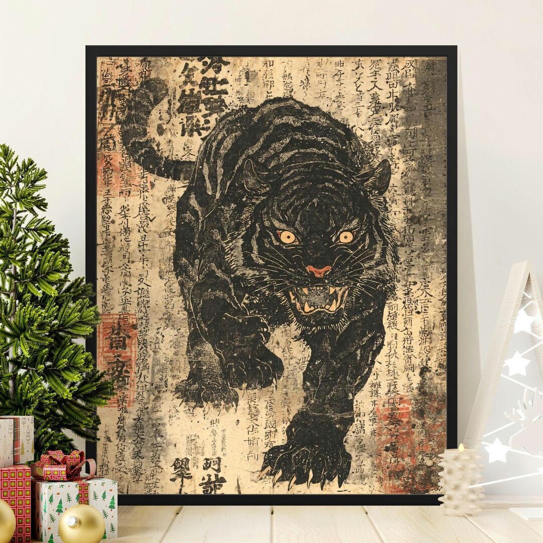 Vintage Tiger Poster, Large Poster, Japanese Art Print, Antique Animal ...