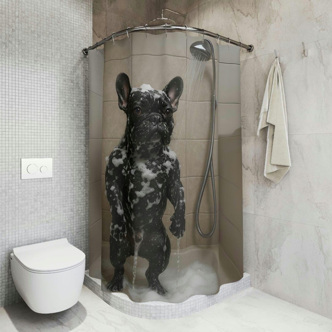 Funny French Bulldog Shower Curtain: Humorous Bathroom Decor - Etsy
