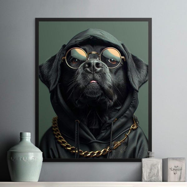 Hipster Dog Art - Etsy