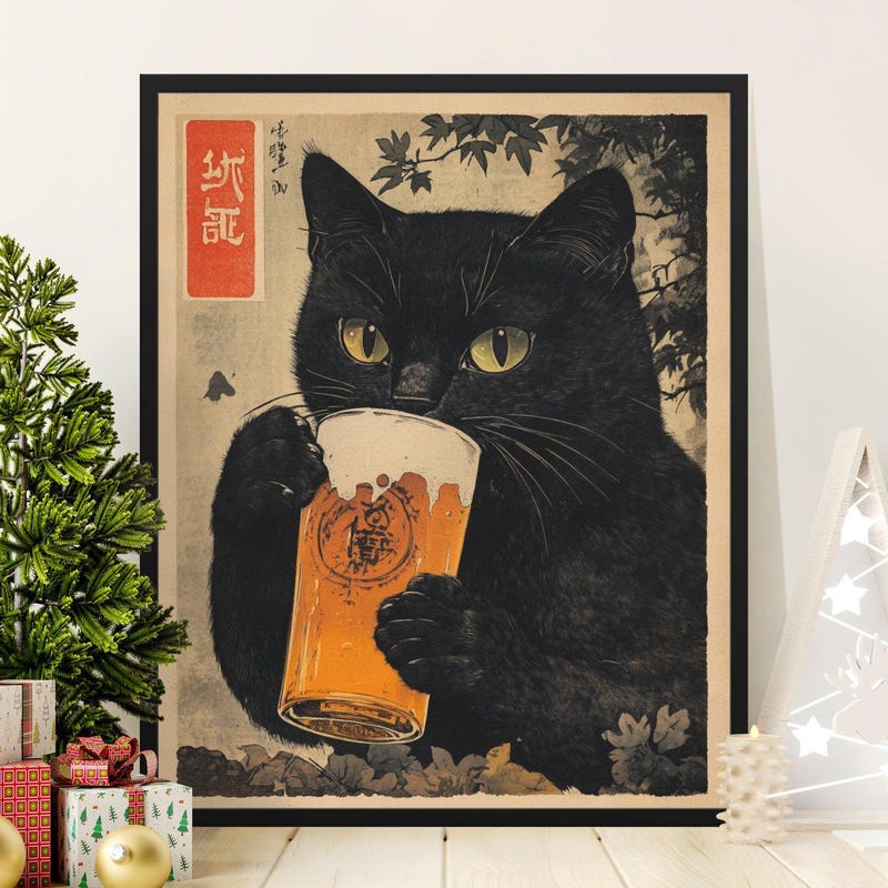 Vintage Black Cat - Etsy
