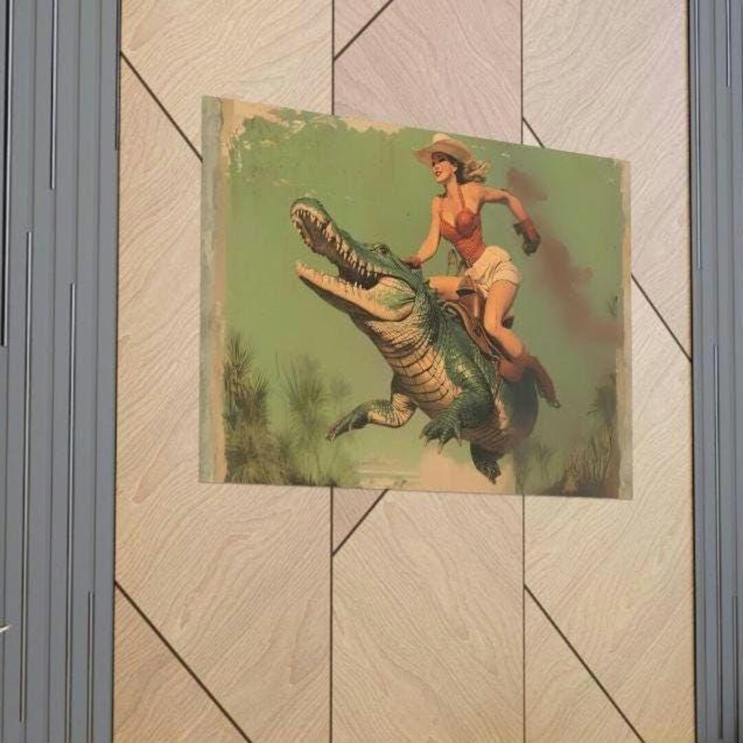 Vertical Americana Swamp Poster, Vintage Alligator Art Wall Decor ...