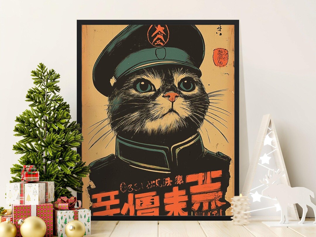 Vintage Cat Poster, Retro Wall Art, Animal Artwork, Cute Cat Decor, Cat ...