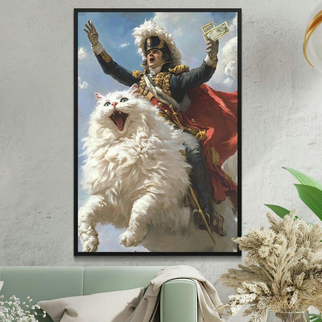 Army General Riding Cat Posters, Funny Cat Posters, Absurdist Art ...