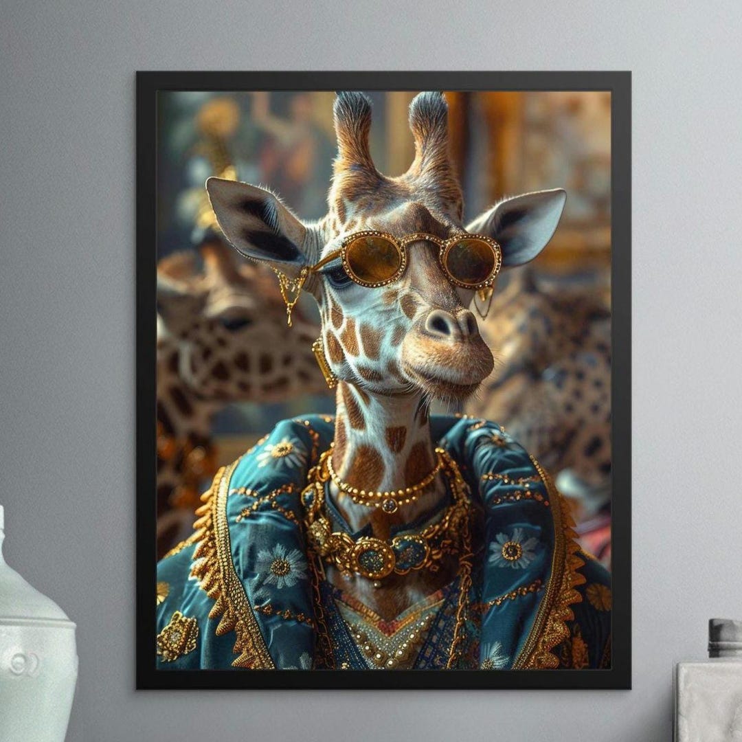 Unique Giraffe Art Print for Home Decor, Stylish Giraffe With ...