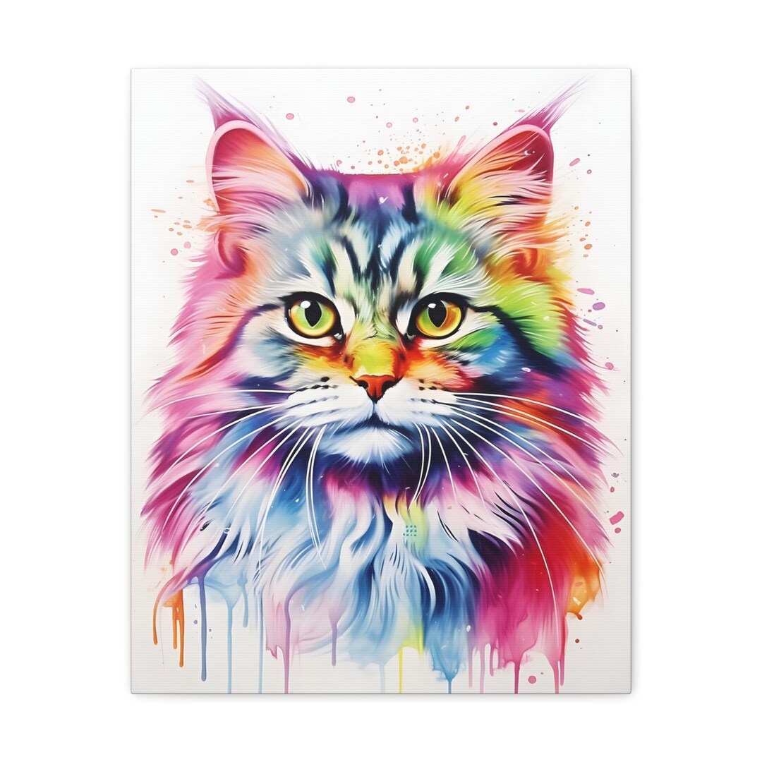 Water Colour splash Effect With Image of Maine Coon Cat. Wall Decor ...
