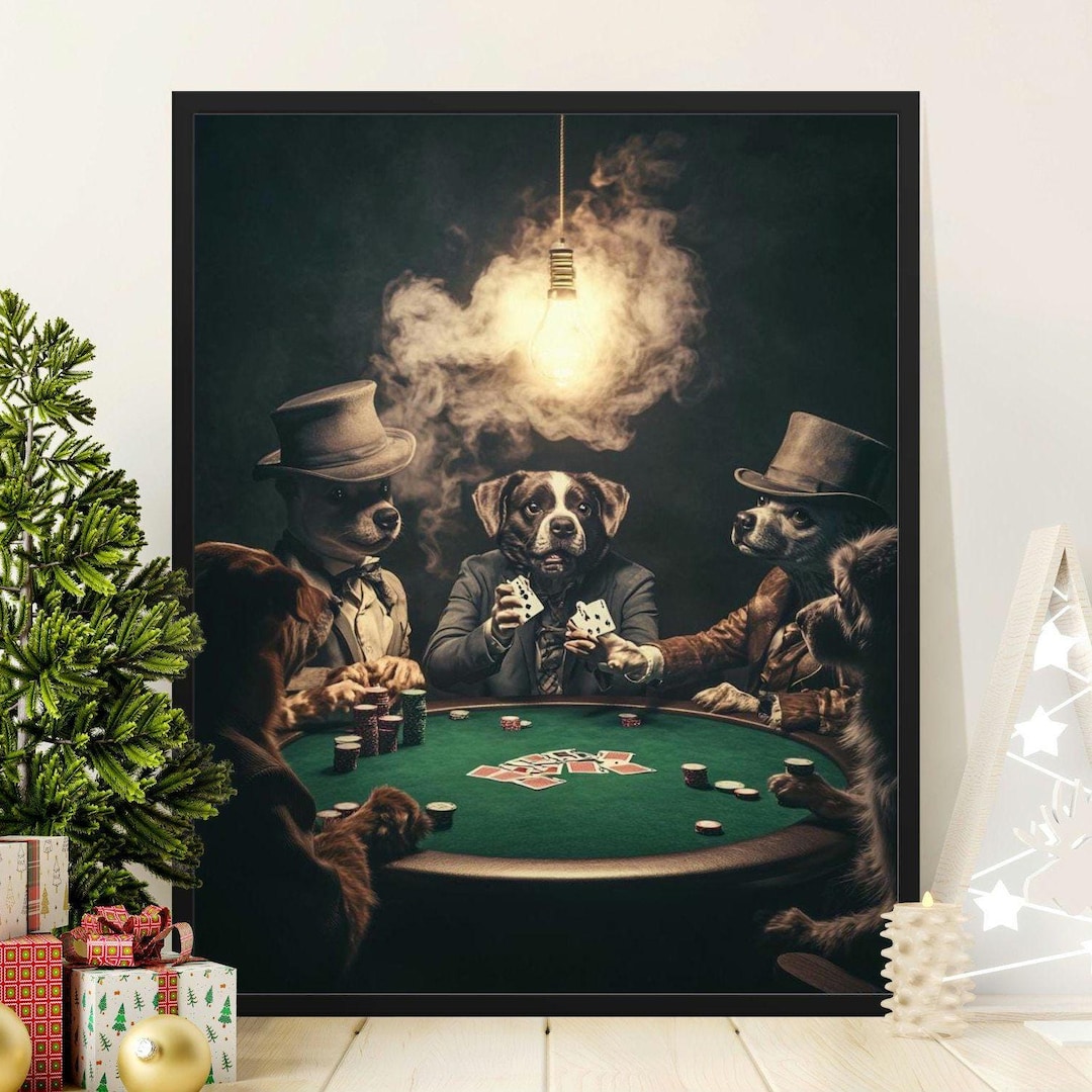 Dogs Playing Poker Wall Art, Unique Dog Print, Vintage Style Dog Decor ...