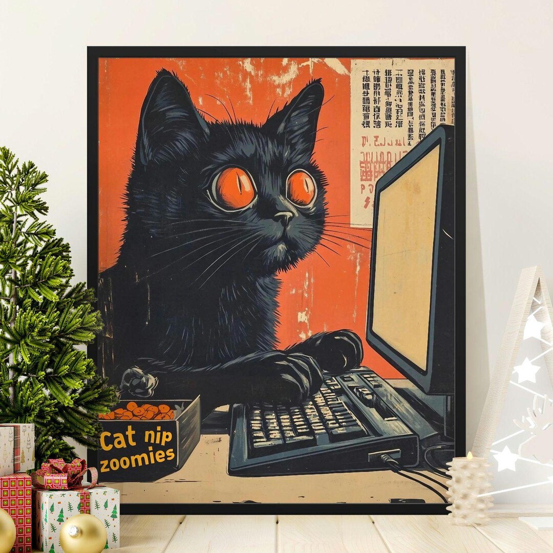 Catnip Zoomies Cat Poster, Quirky Cat Art, Funny Cat Wall Decor, Unique ...