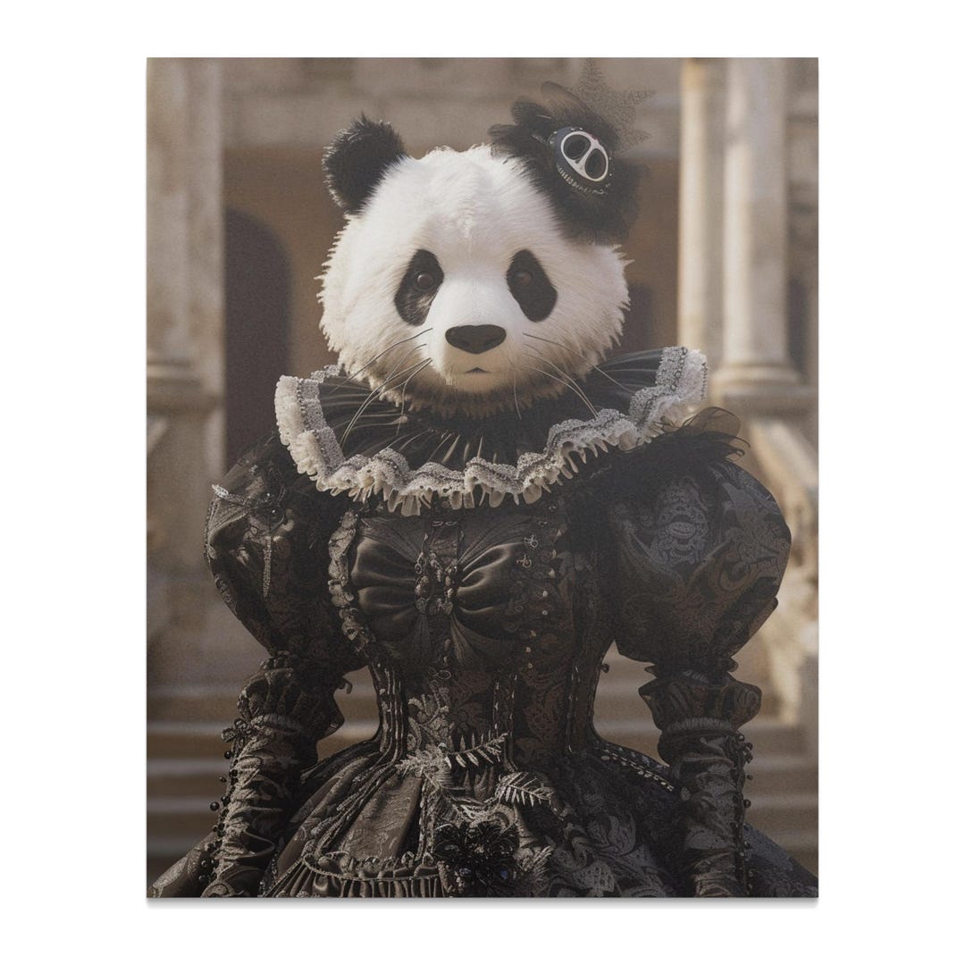 Gothic Panda Art Print, Victorian Panda Wall Art, Unique Gothic Decor ...