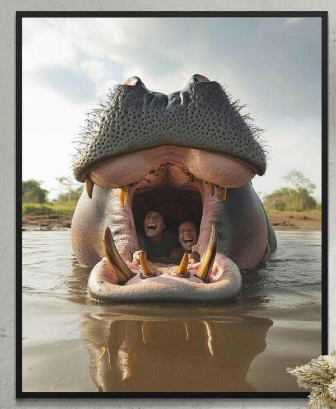 Stunning Hippo Wall Art, Unique Animal Photography Print for Home Decor ...