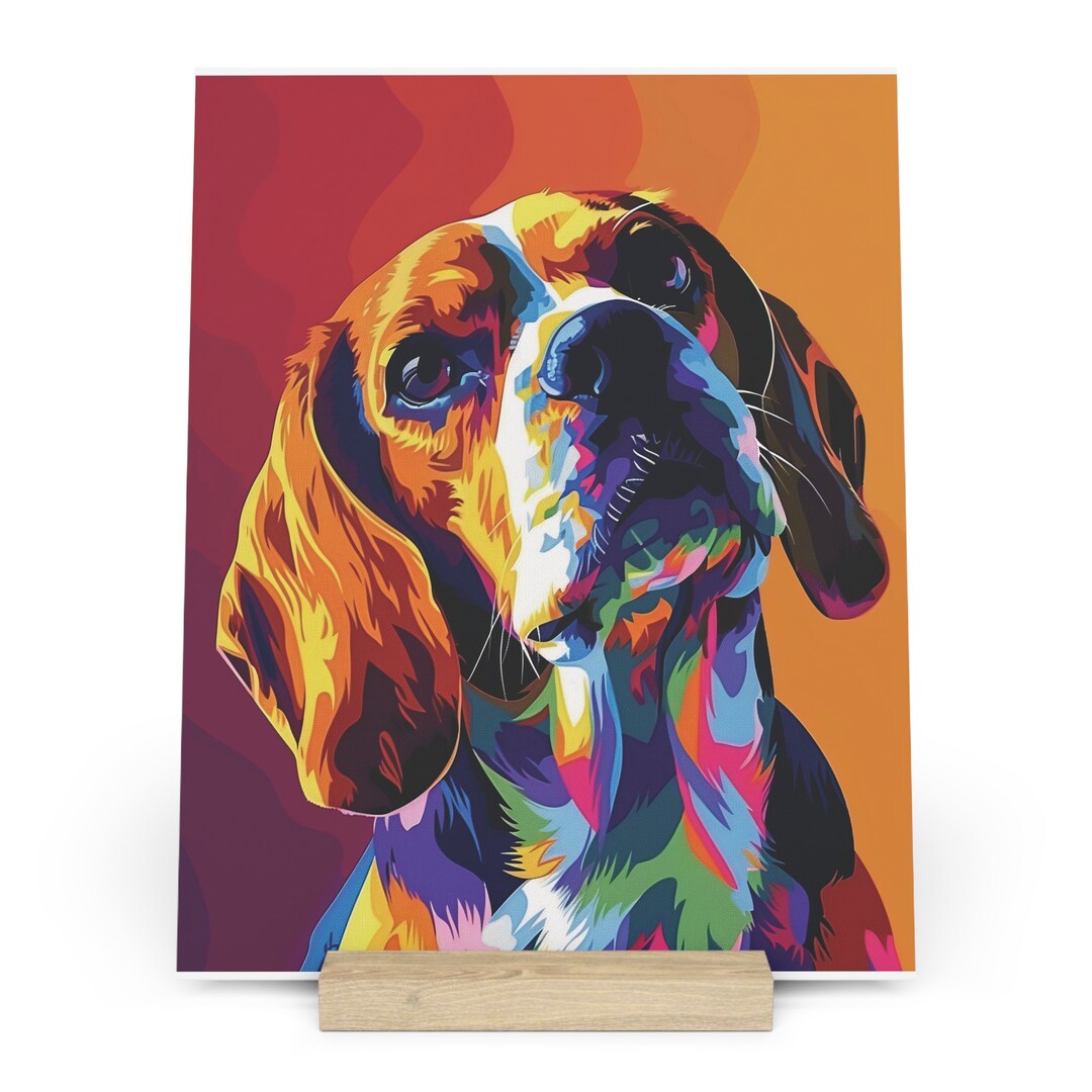 Gallery Board With Stand, Beagle Oil Portrait, Unique Gift for Him or ...