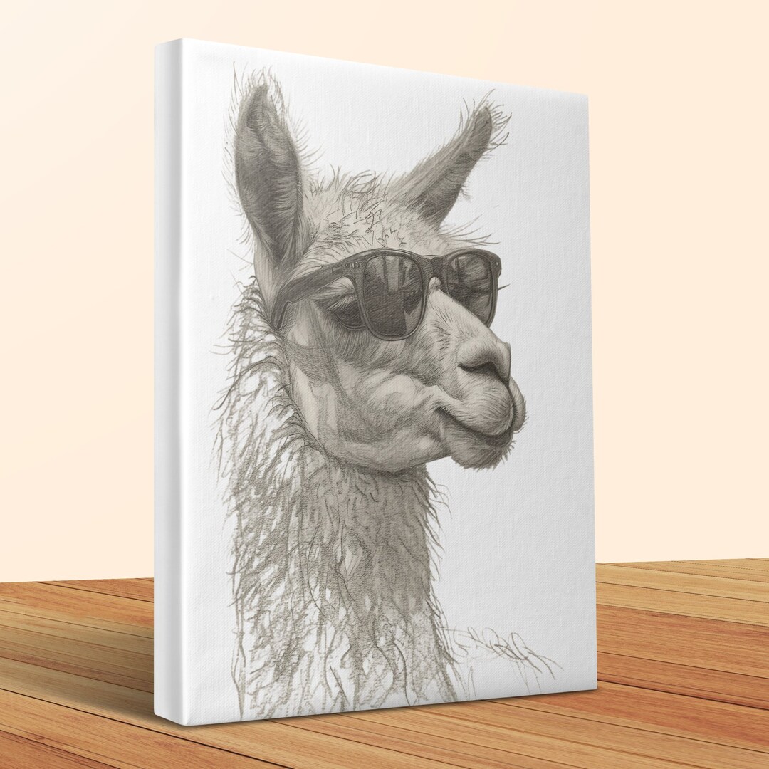 Cool Llama Wall Art, Llama With Sunglasses Poster, Funky Animal Art ...