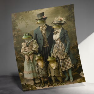 Vintage Victorian Frog Family Portrait Art Print, Whimsical Frog Poster ...