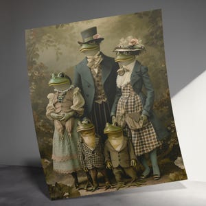 Vintage Victorian Frog Family Portrait Art Print, Whimsical Frog Poster ...