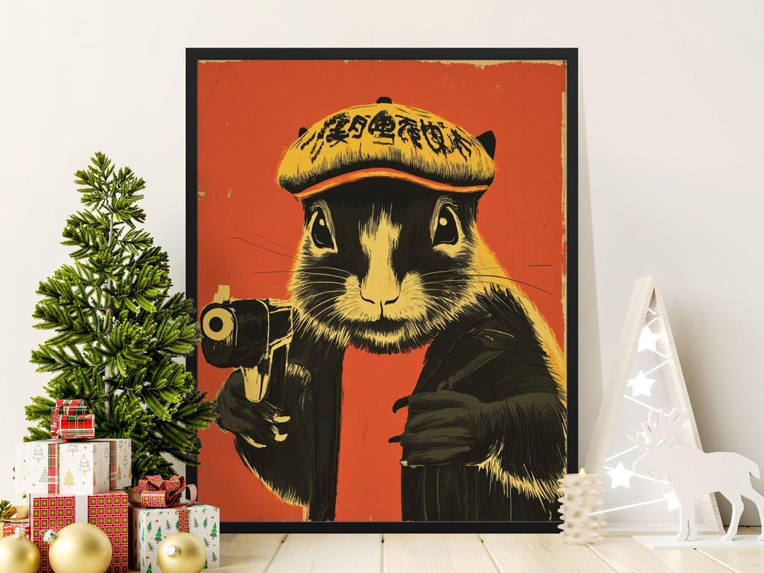 Quirky Squirrel Art Print Wall Decor, Funny Animal Poster, Gift for ...