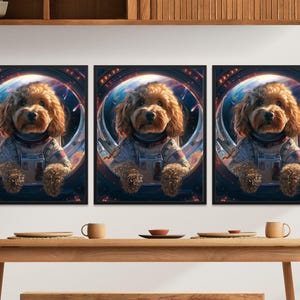 Adorable Labradoodle Space Dog Poster, Cute Puppy in Astronaut Suit ...