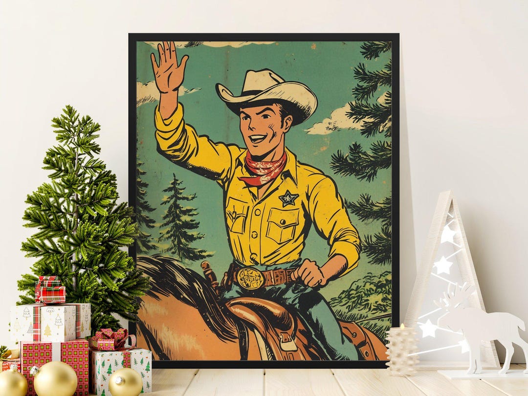 Vintage Cowboy Poster, Western Retro Wall Art, Classic Ranch Decor, Old ...